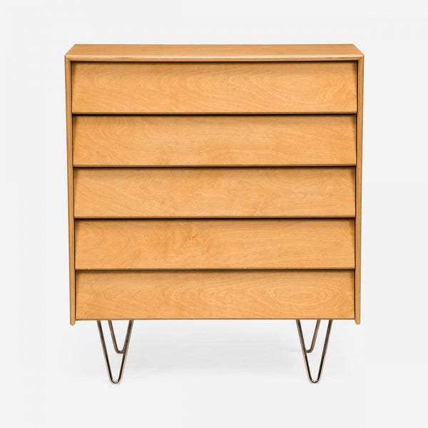V-Leg Five Drawer Dresser - Hard Rock Maple & Steel | Case Study ...